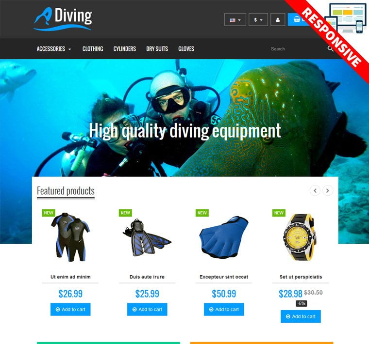 Diving Theme - Prestashop Themes and Modules Provider